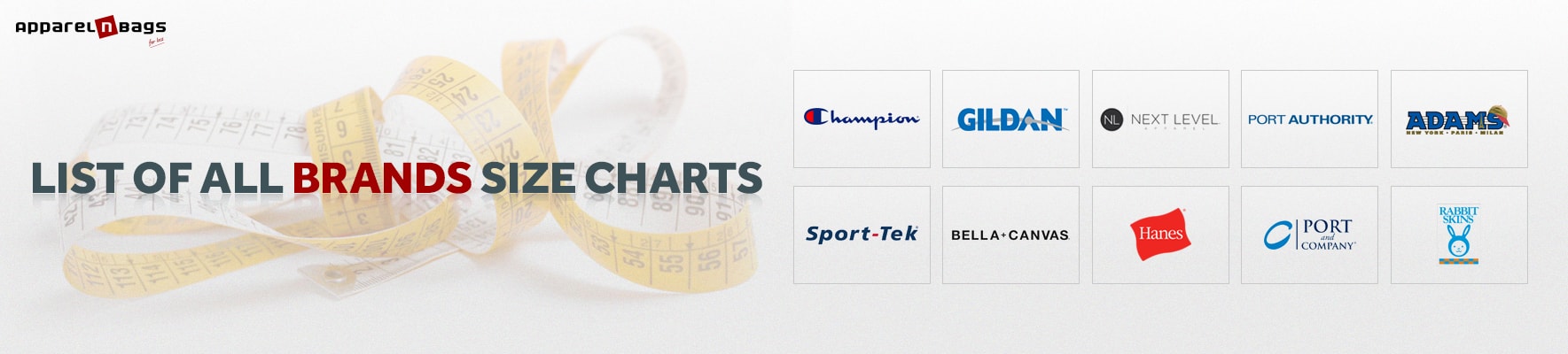 All Clothing Brands Size Chart at Apparelnbags.com
