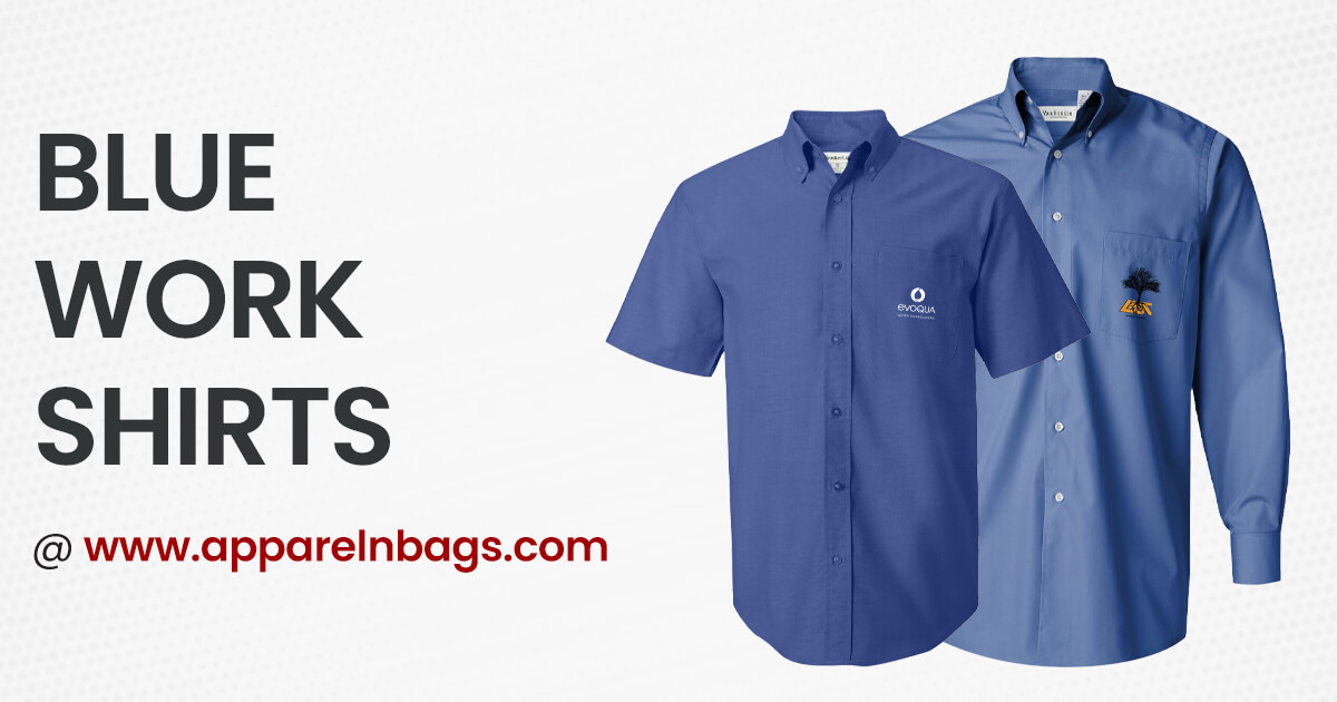 Shop Custom Blue Work Shirts for Men & Women - ApparelnBags