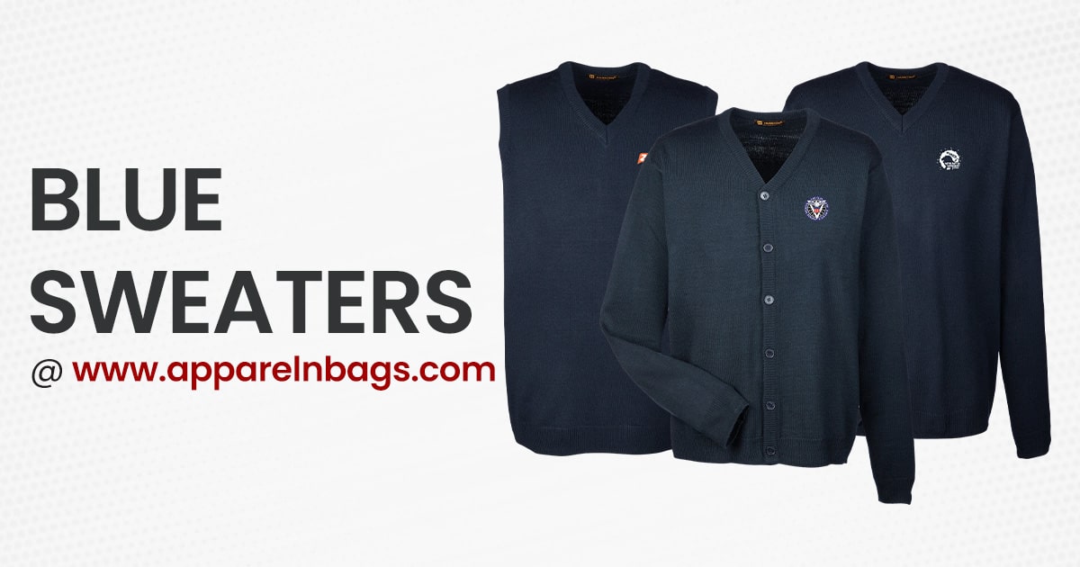 Affordable and Stylish Custom Blue Sweaters at ApparelnBags