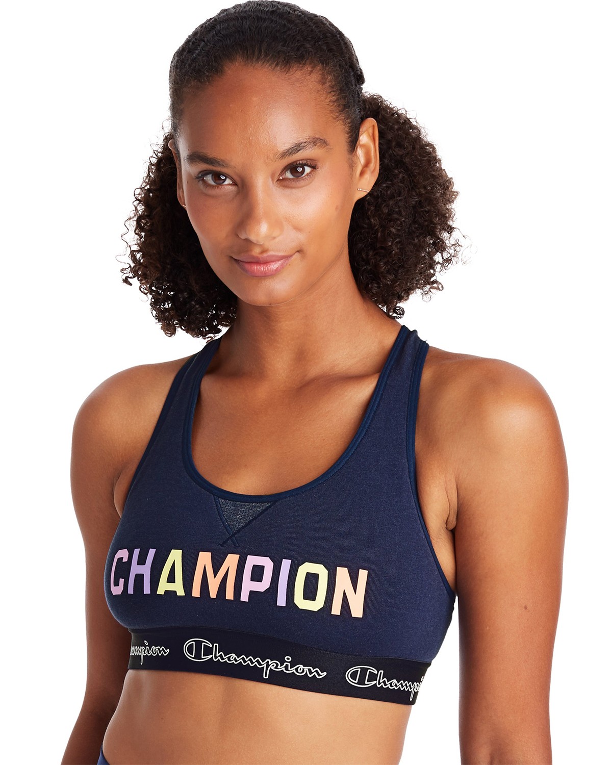 Champion B1429G 550926 Women's Sports Bra, Colorblock Logo