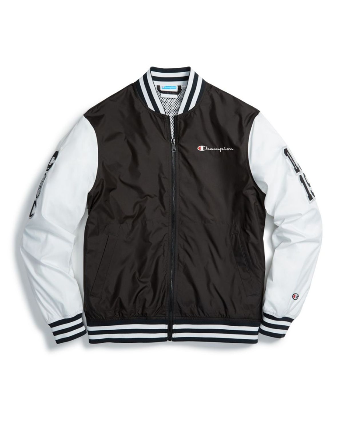 Champion V1941 549971 Men's Life Baseball Jacket Multi C Logo Patches