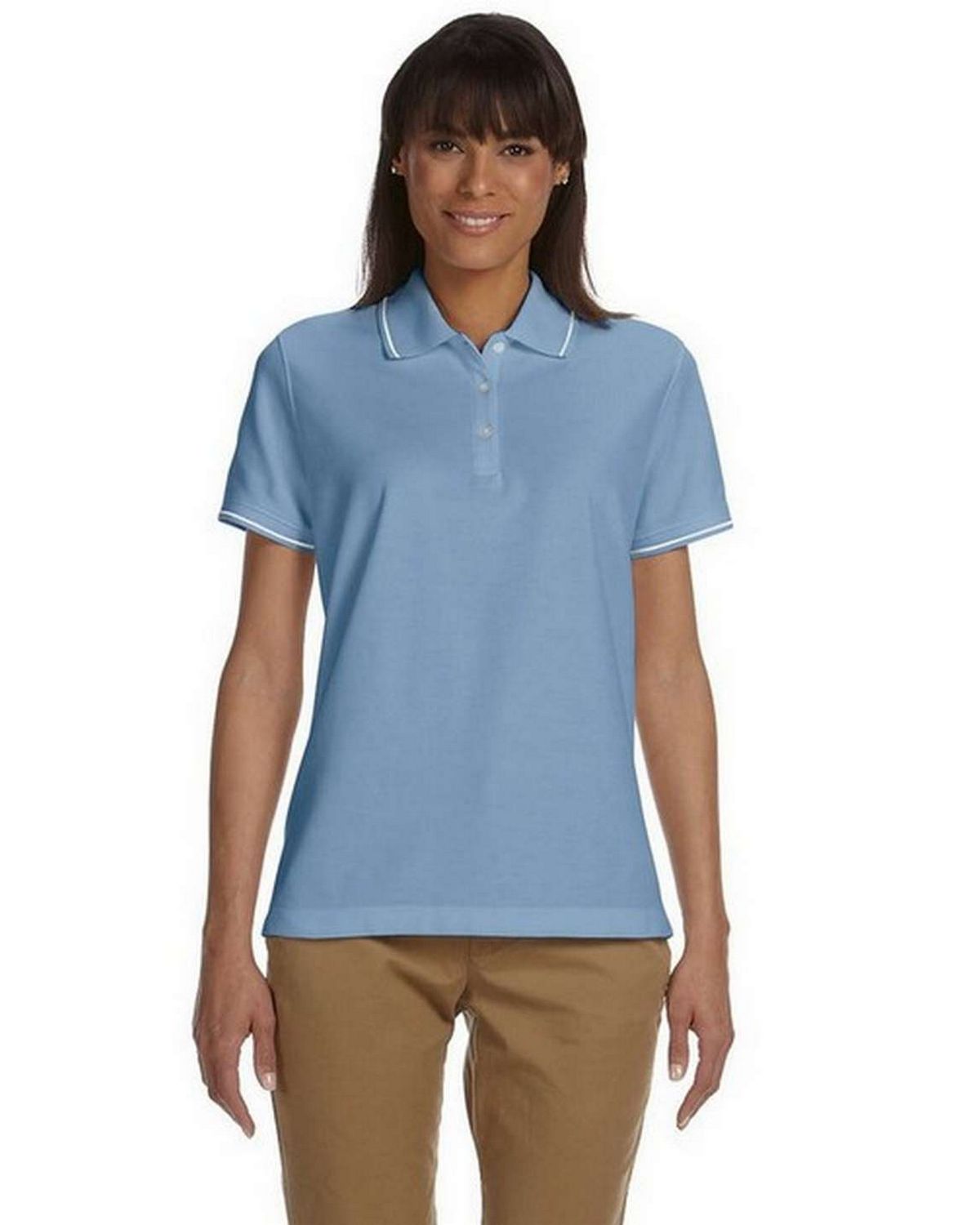Devon & Jones D113W Ladies Pima Pique Tipped Polo