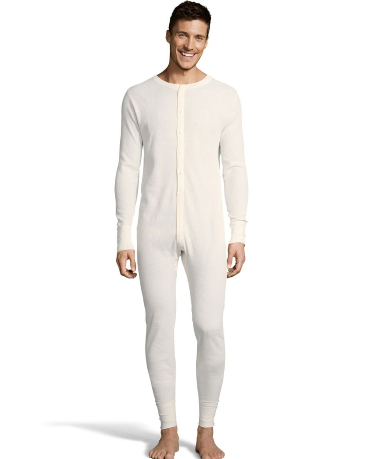 Hanes 125447 | Hanes 125447 Men's Solid Waffle Knit Thermal Union Suit