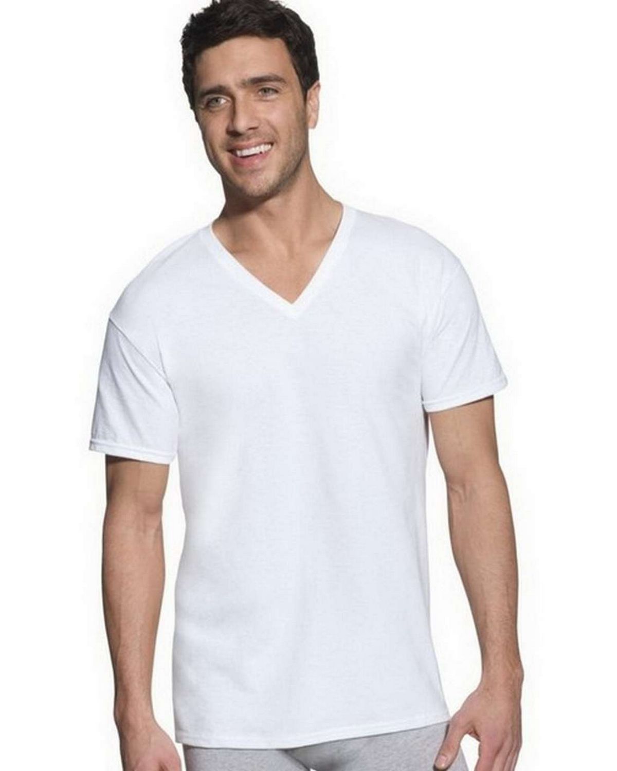 Hanes 7880W5 | Hanes 7880W5 Men's Classic Big V Neck T Shirt P5
