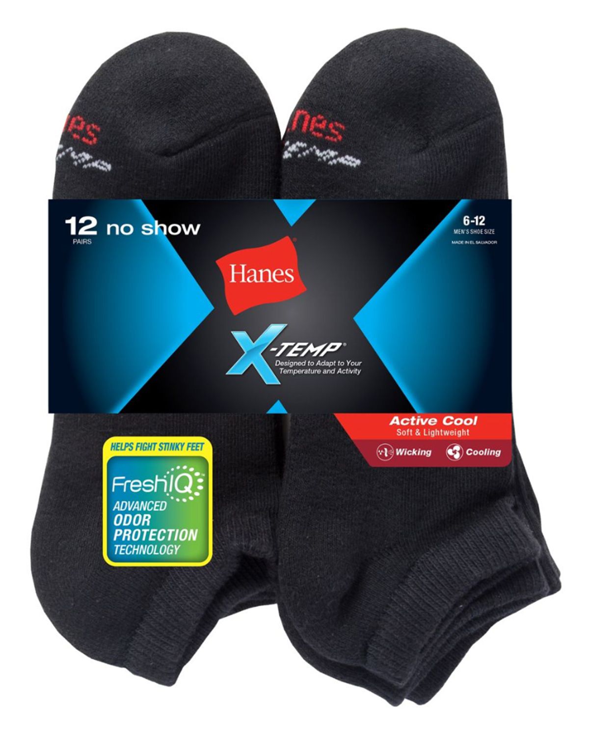 Hanes AC1212 | Hanes AC1212 Men's FreshIQ X-Temp Active Cool No-Show ...