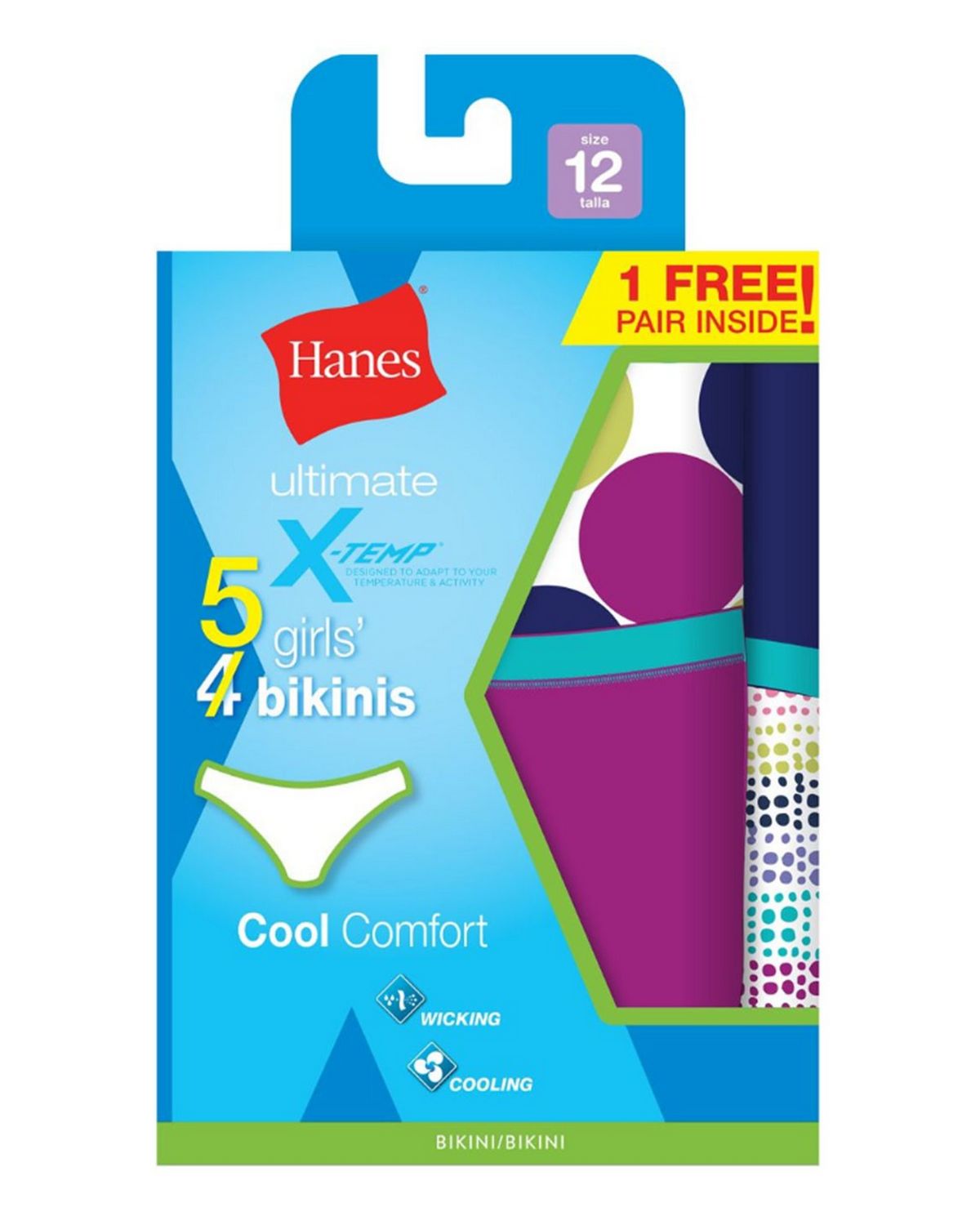 Hanes GUBKP5 | Hanes GUBKP5 Girls Ultimate X-Temp Bikini Pack of 4 +1 ...