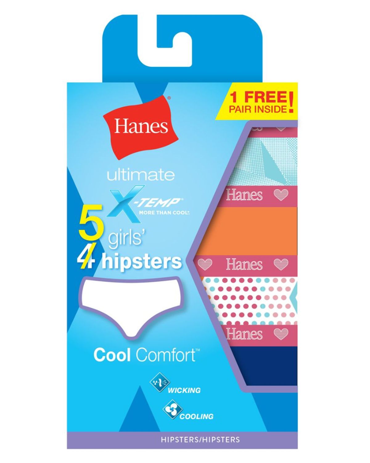 Hanes GUHCP5 | Hanes GUHCP5 X-Temp Girls Hipster 5-Pack (4 + 1 Free ...