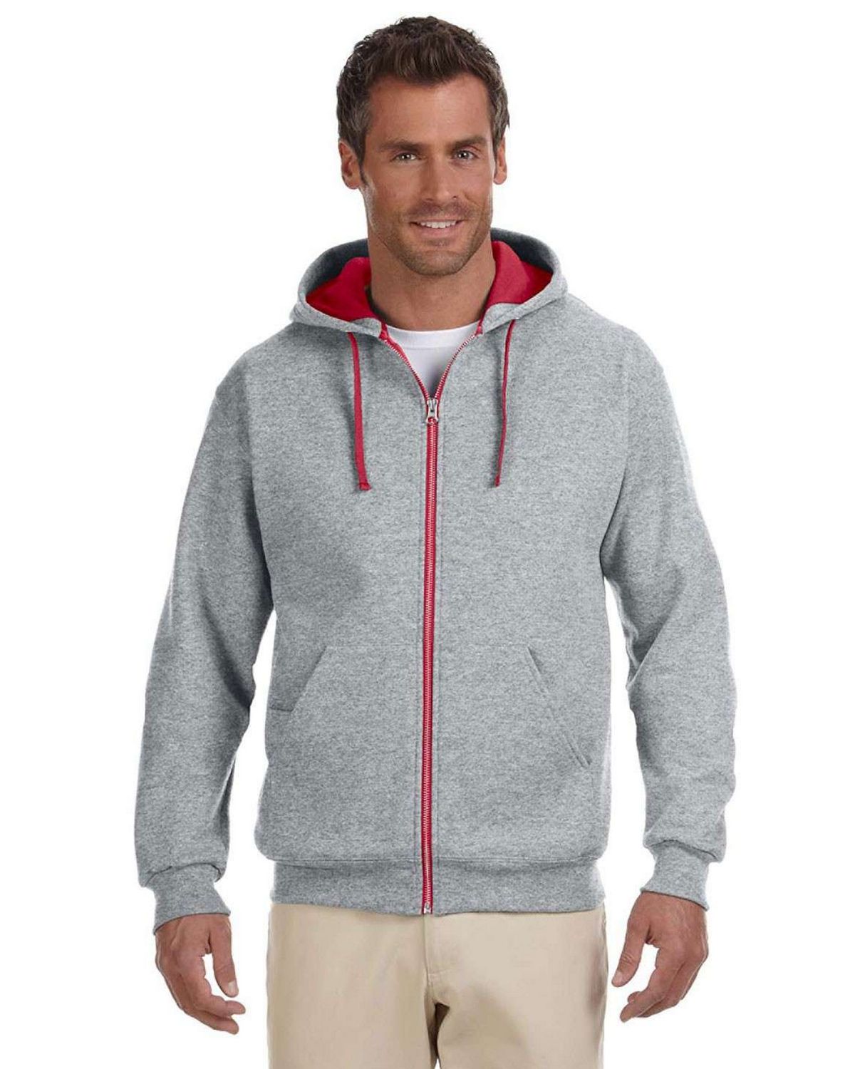 Jerzees J93 | Jerzees J93 Men's NuBlend Contrast Full Zip Hooded Sweatshirt