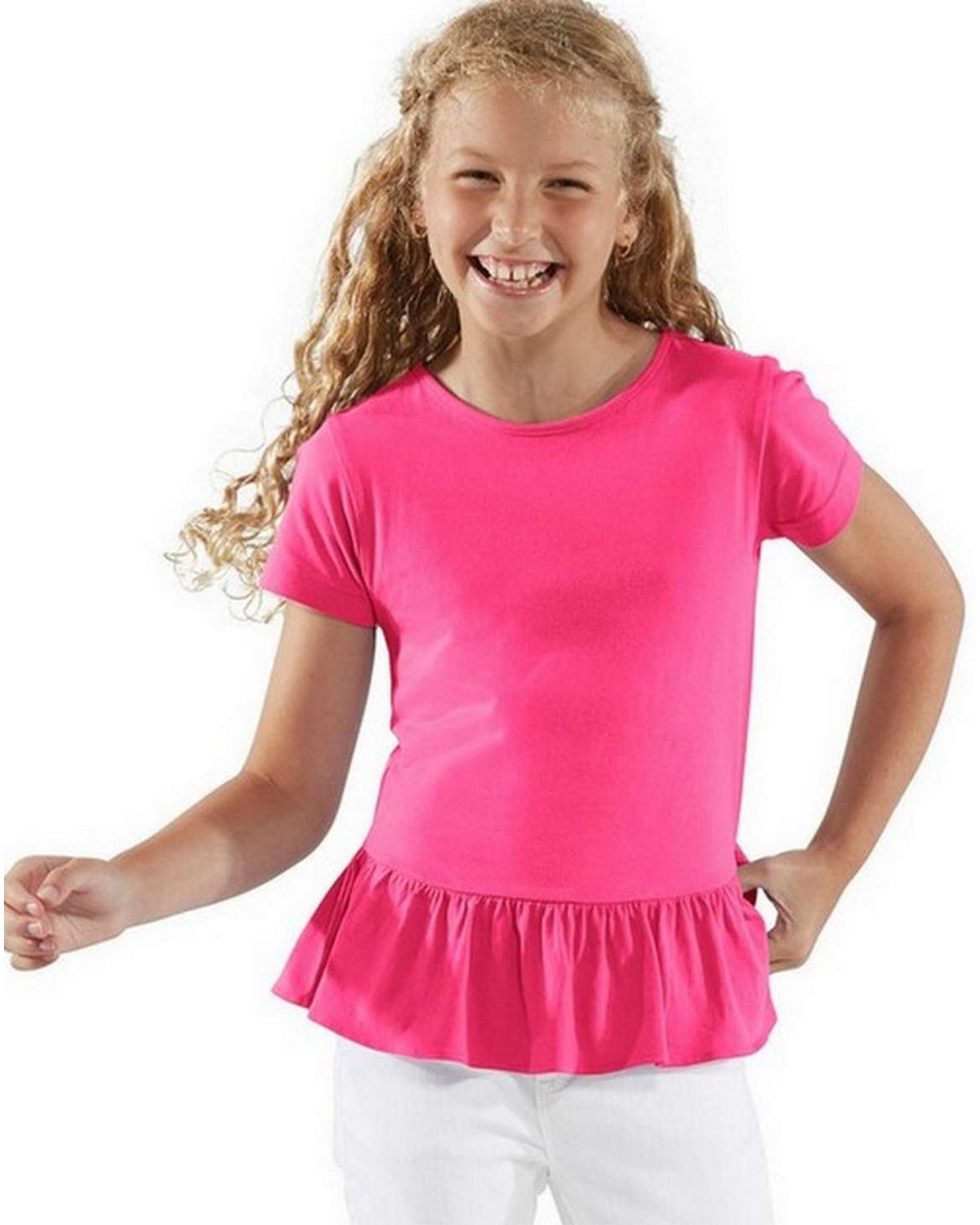 LAT 2627 | Lat 2627 Girls Fine Jersey Ruffle T-Shirt