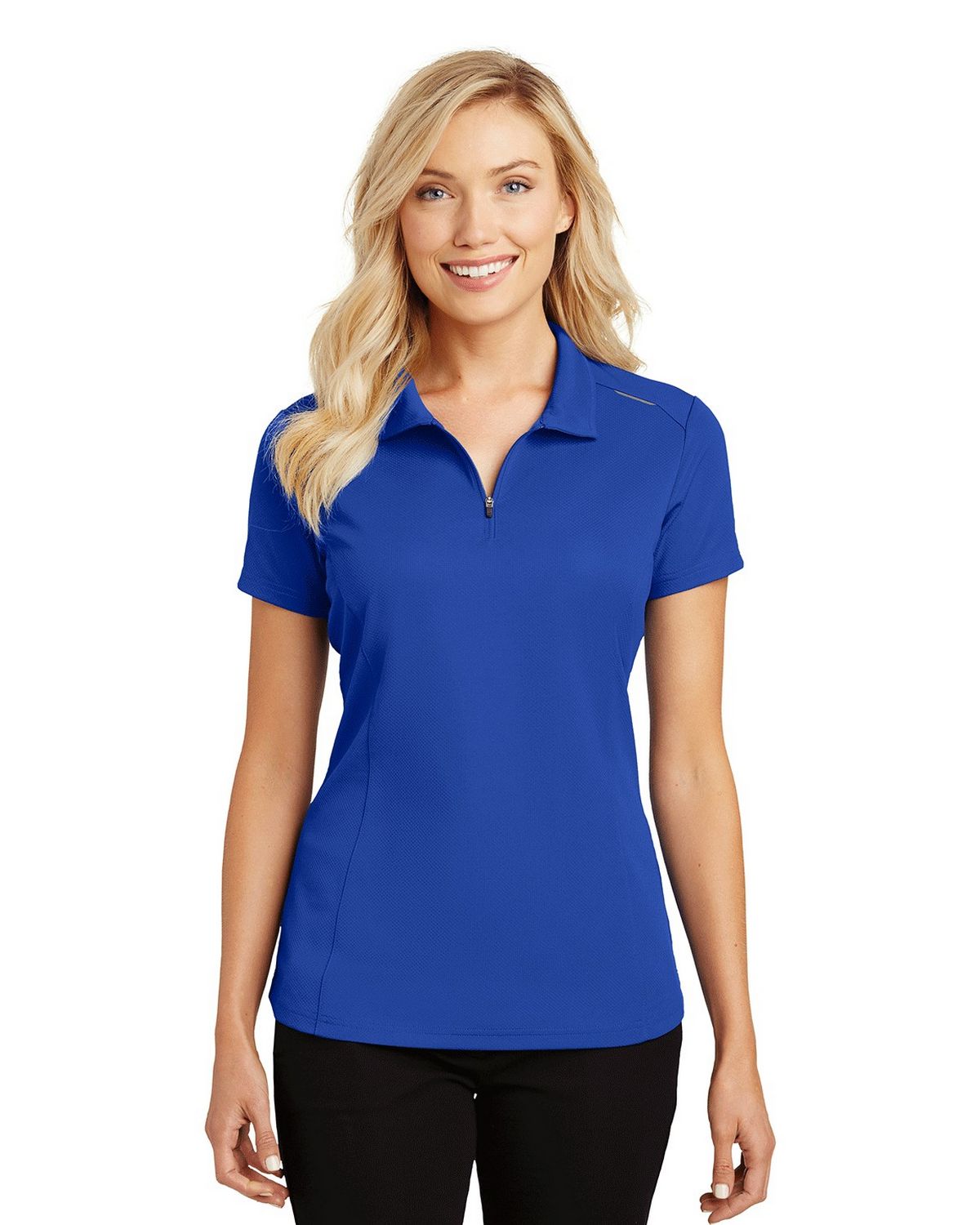 Port Authority L580 Women's Pinpoint Mesh Zip Polo
