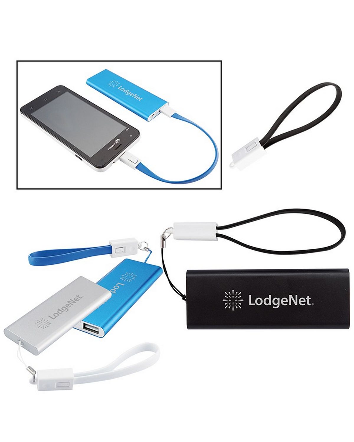 Slim Aluminum Power Bank Charger With Micro Usb Cable Wrist Strap - Ul ...