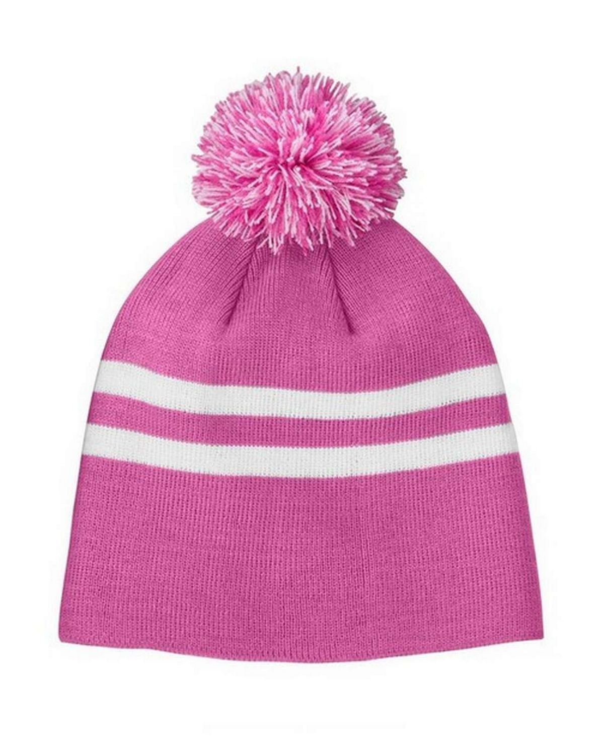 Team 365 TT122 | Team 365 TT122 Striped Pom Beanie