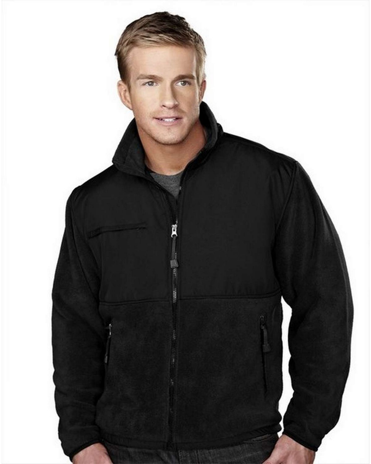 Tri-Mountain 7450 Men's Panda Fleece Jacket With Nylon Paneling