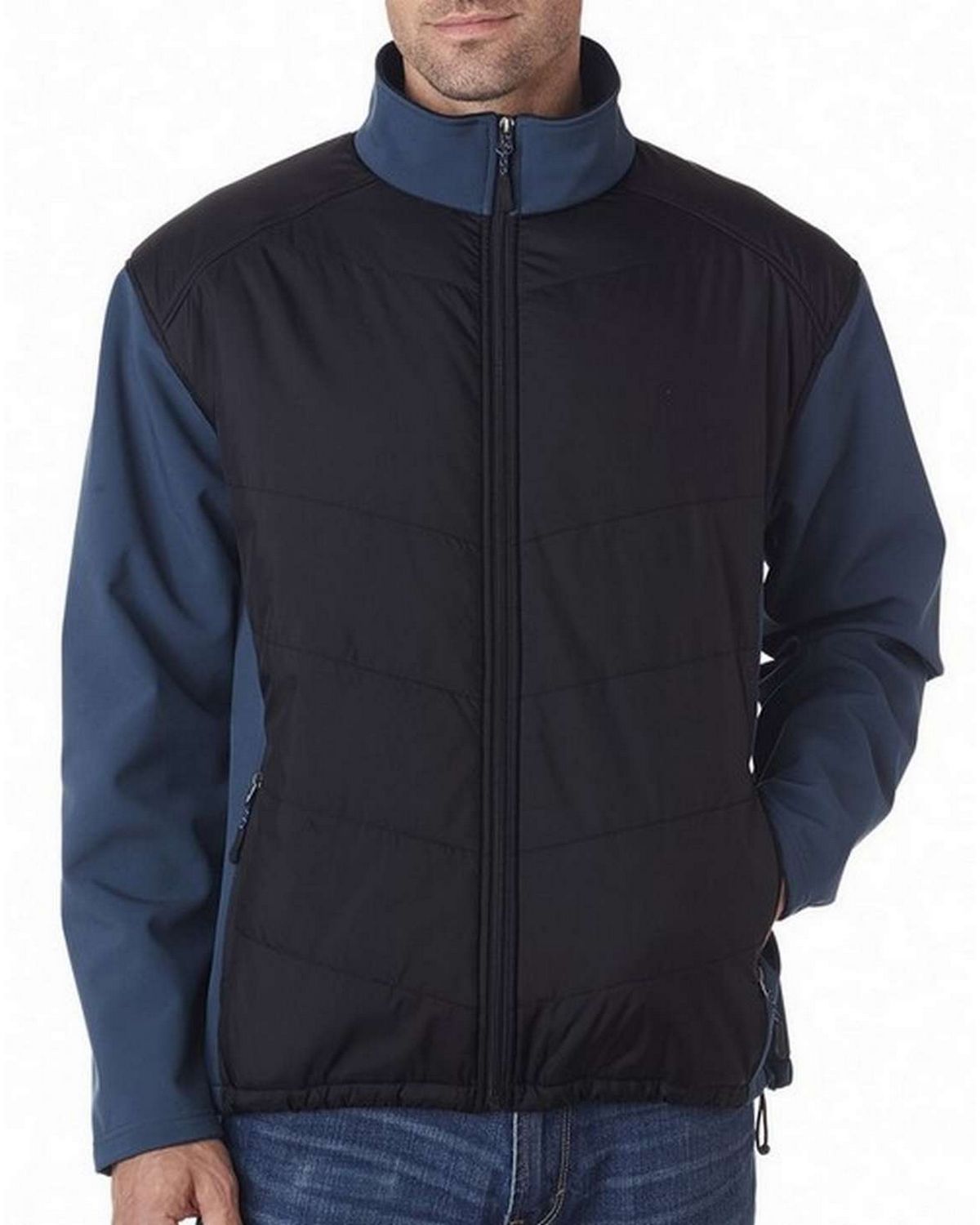 Ultraclub 8295 Adult Soft Shell Jacket with Quilted Front & Back