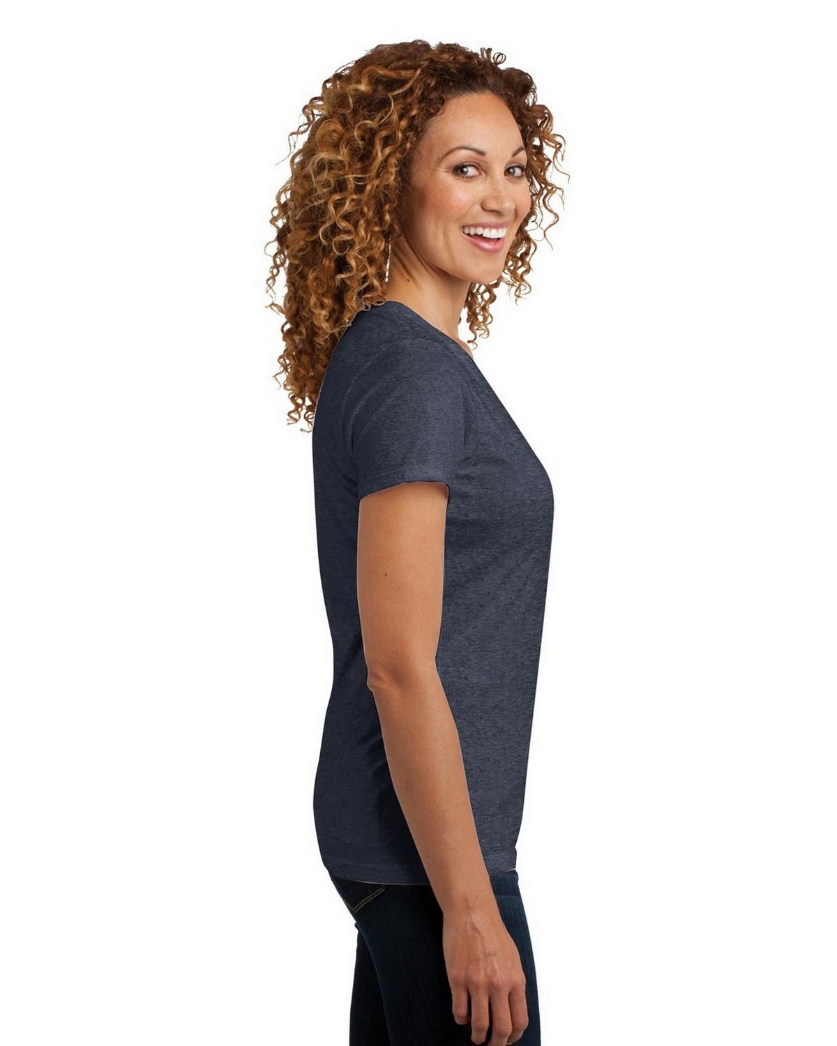 District Made DM1190L Ladies Perfect Blend V-Neck Tee - Apparelnbags.com